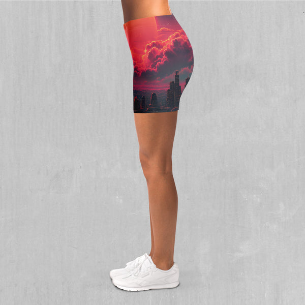 Cyber Skyline Yoga Shorts - Azimuth Clothing