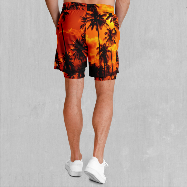 Lush Sunset Men's 2 in 1 Shorts | Festival Shorts | Rave Shorts ...