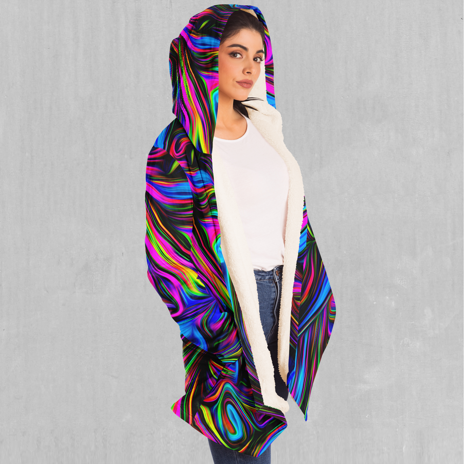 Psychedelic Waves Cloak | Festival Cloak | Rave Cloak | Sherpa Cloak ...